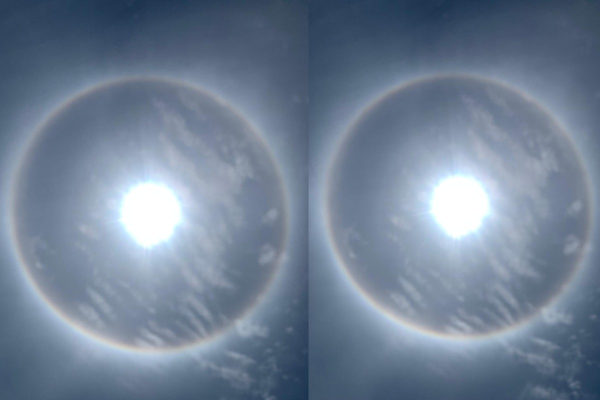 Sinal de chuva? Halo solar se forma ao redor do sol e chama a atenção ...